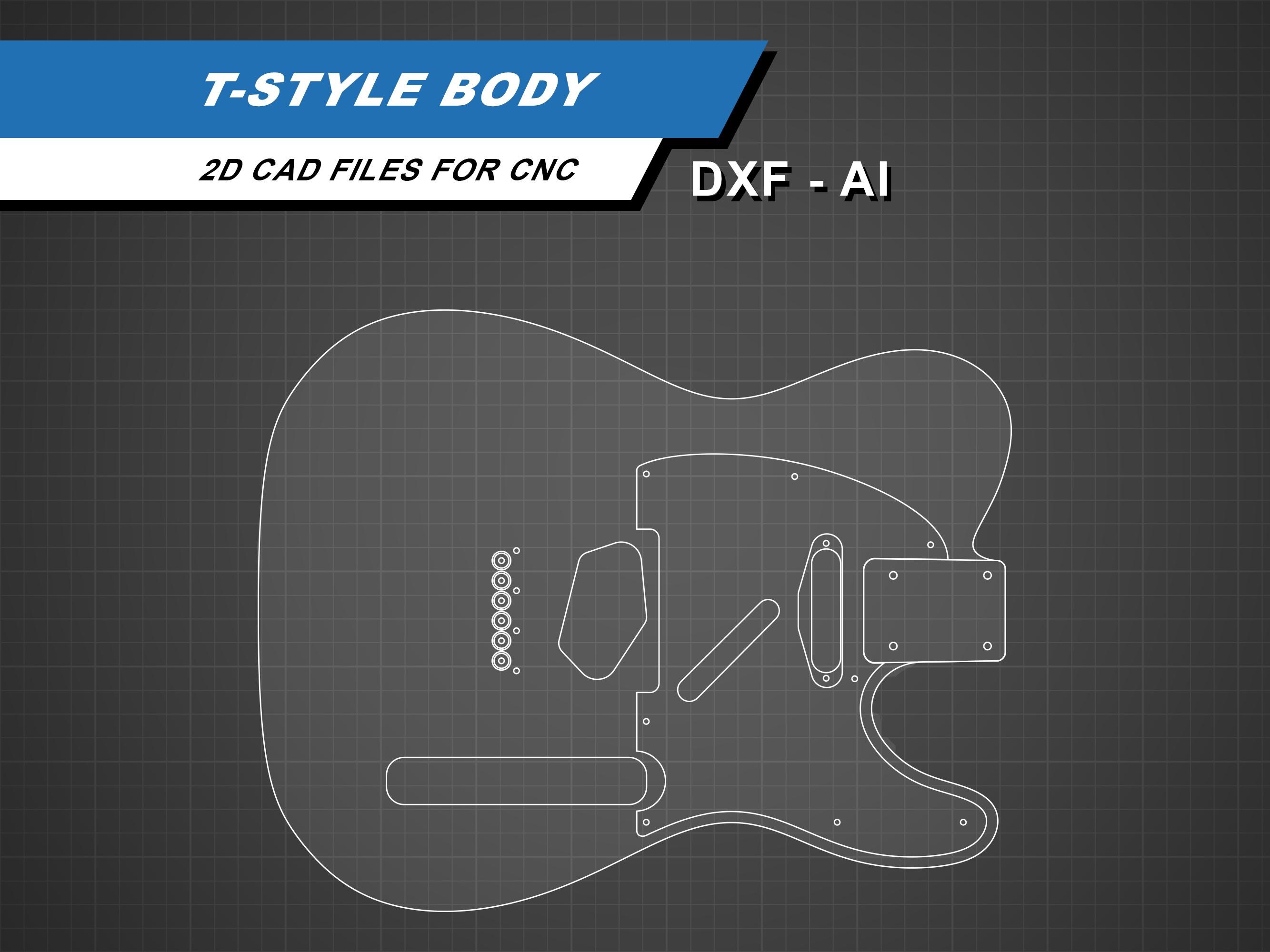 T-style Electric Guitar | Body and Pickguard | 2D CAD Files for CNC ...