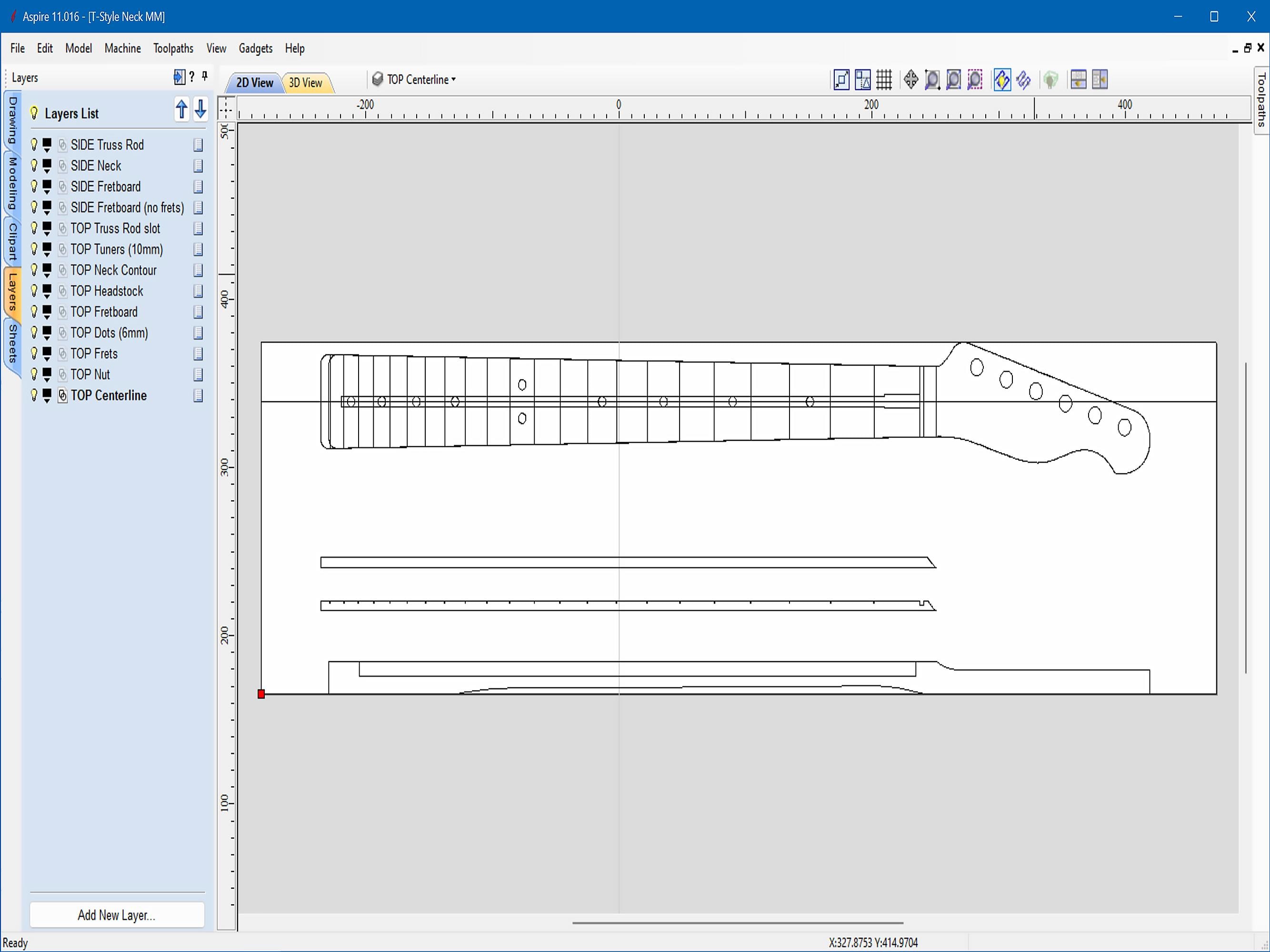 T-style Electric Guitar | Neck and Fretboard | 2D CAD Files for CNC ...