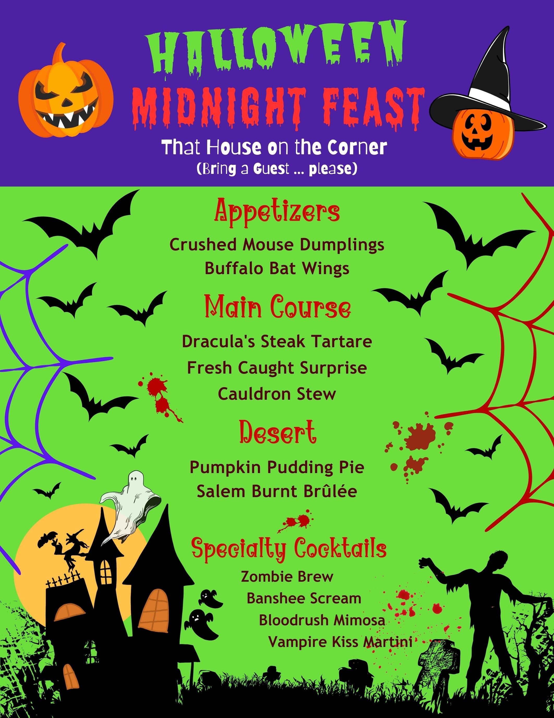 Creepy Halloween Menu Instant Download, Printable Halloween Party Menu ...