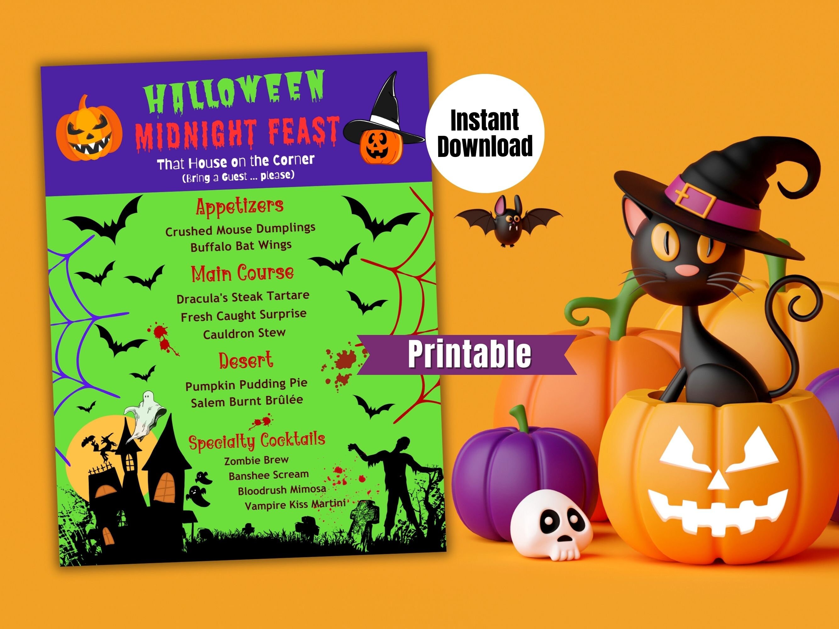 Creepy Halloween Menu Instant Download, Printable Halloween Party Menu ...