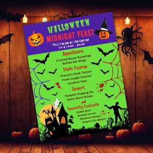 Creepy Halloween Menu Instant Download, Printable Halloween Party Menu ...