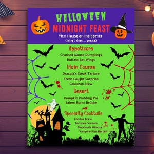 Creepy Halloween Menu Instant Download, Printable Halloween Party Menu ...