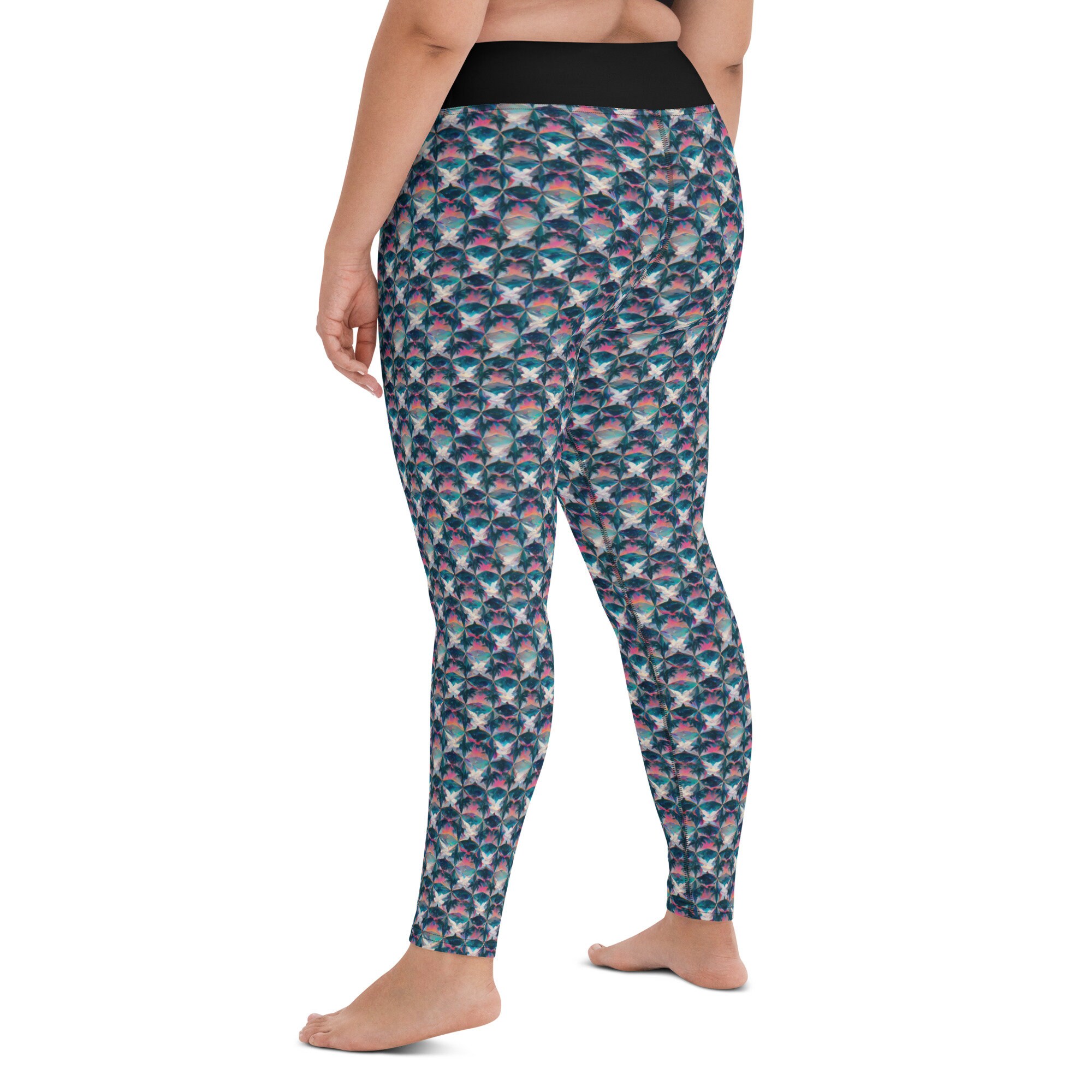 Kaleidoscope Retrowave Vaporwave Repeating Pattern Yoga Leggings - Etsy