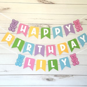 Gummy Bear Happy Birthday Banner Bear Banner Beary First Birthday Party ...