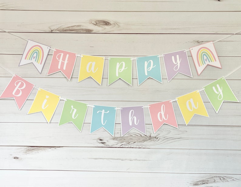 Rainbow Happy Birthday Banner Rainbow Party Decorations - Etsy