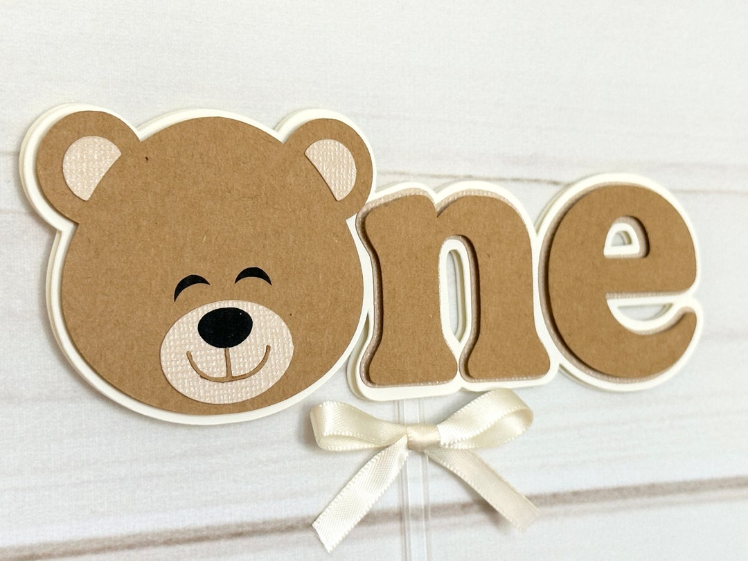 Teddy Bear First Birthday Cake Topper Neutral Bearly One Smash Cake ...