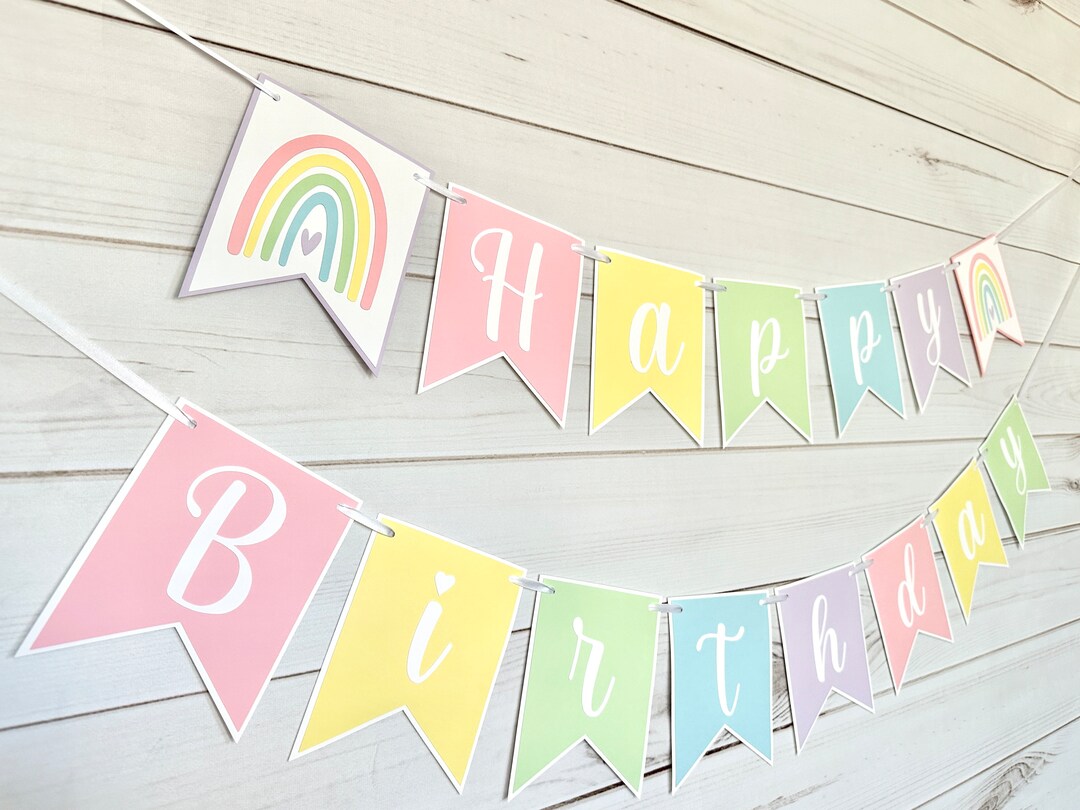 Rainbow Happy Birthday Banner, Rainbow Party Decorations, Rainbow ...