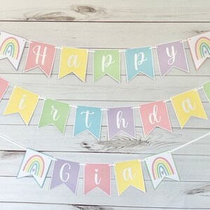 Rainbow Happy Birthday Banner, Rainbow Party Decorations, Rainbow ...