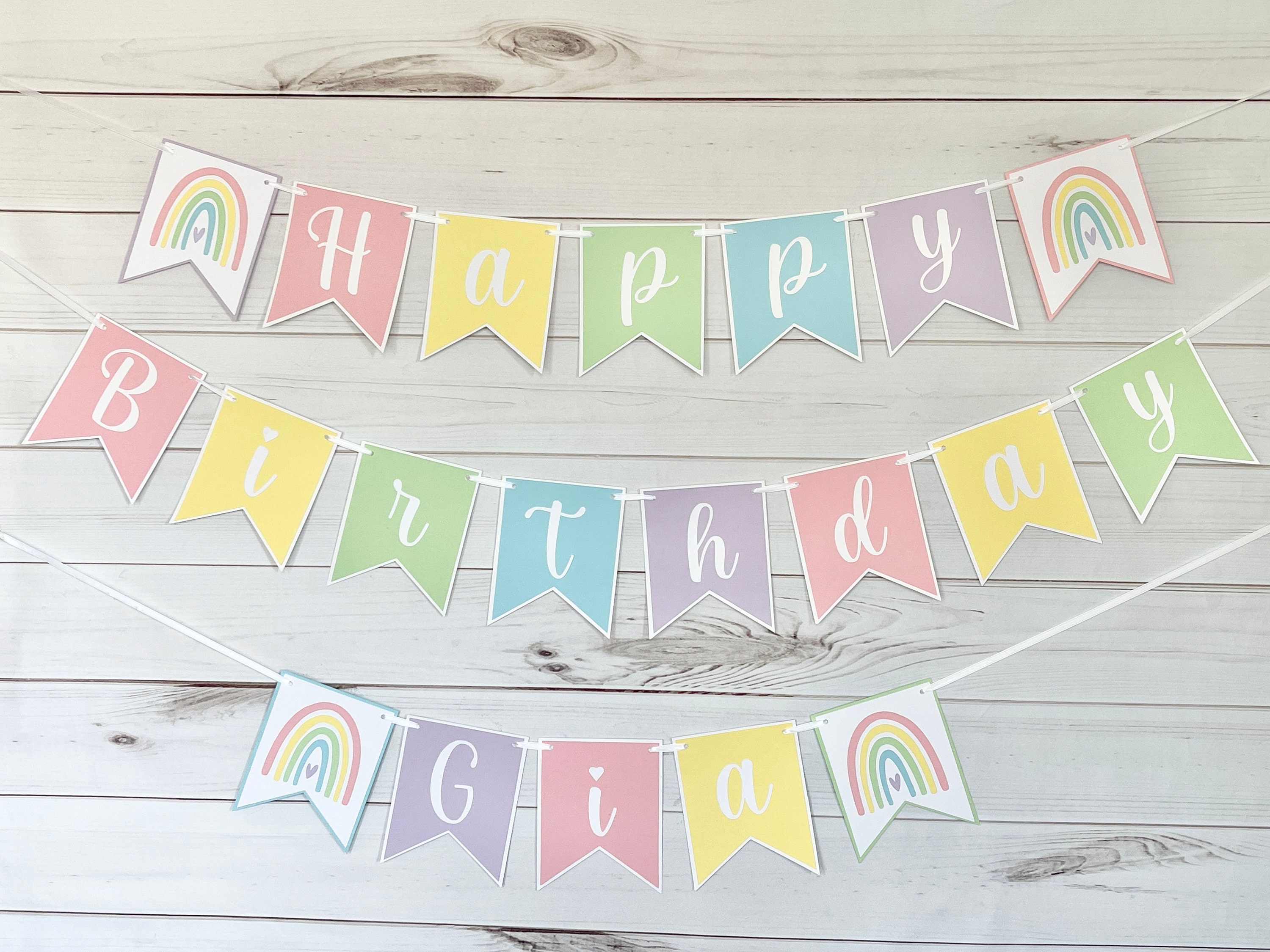 Rainbow Happy Birthday Banner, Rainbow Party Decorations, Rainbow ...