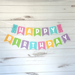 Gummy Bear Happy Birthday Banner Bear Banner Beary First Birthday Party ...