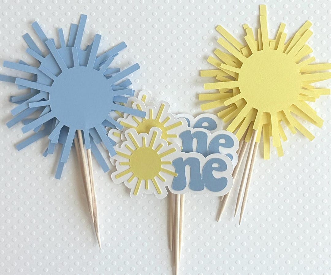 Sun Cupcake Topper Sun You Are My Sunshine Party Decor Sun Here Comes ...
