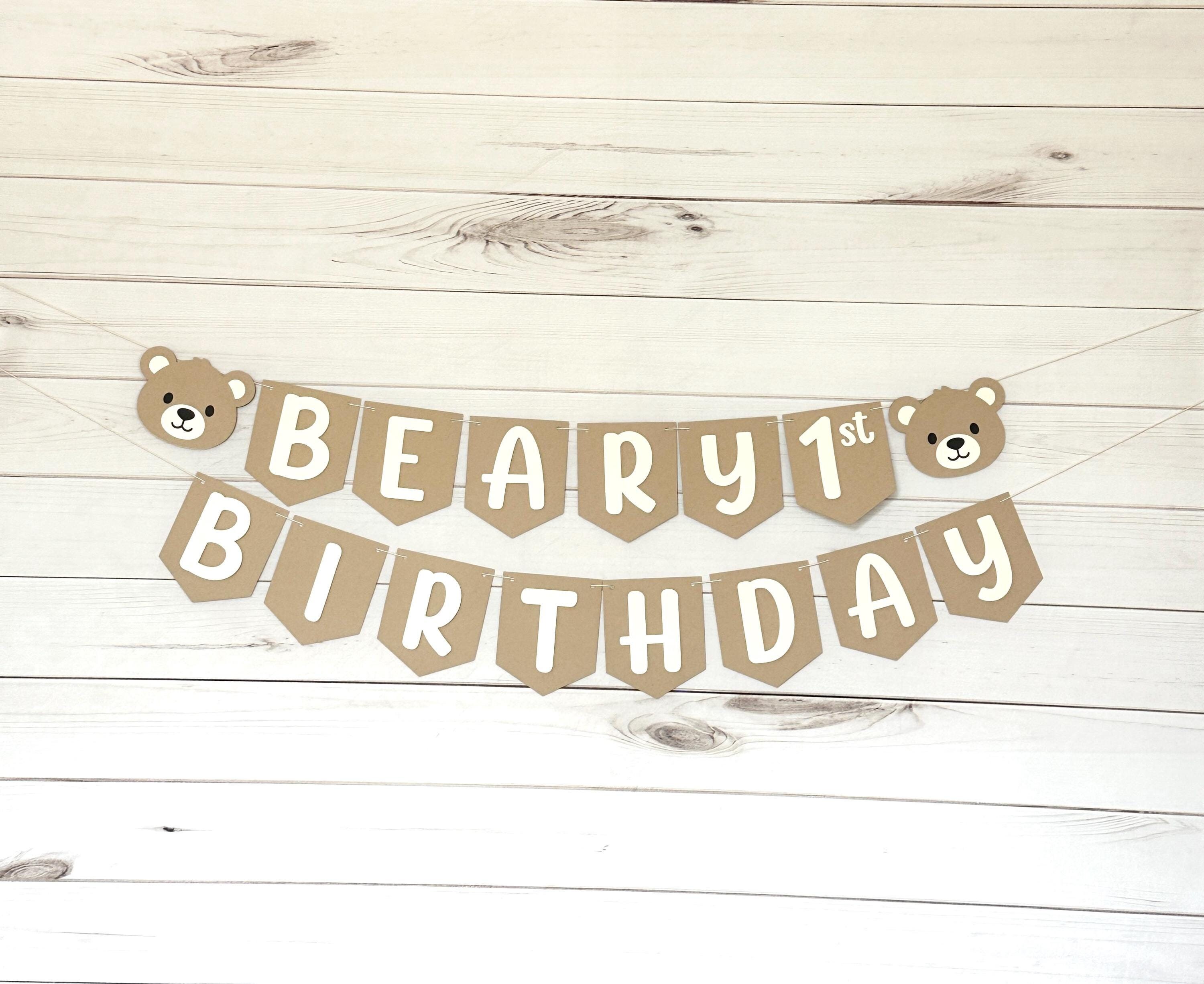 Beary First Birthday Banner Bear Decorations Bearly One Decorations ...