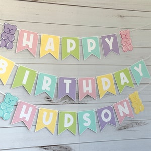 Pastel Gummy Bear Banner Gummy Bear Party Decorations Gummy Bear ...