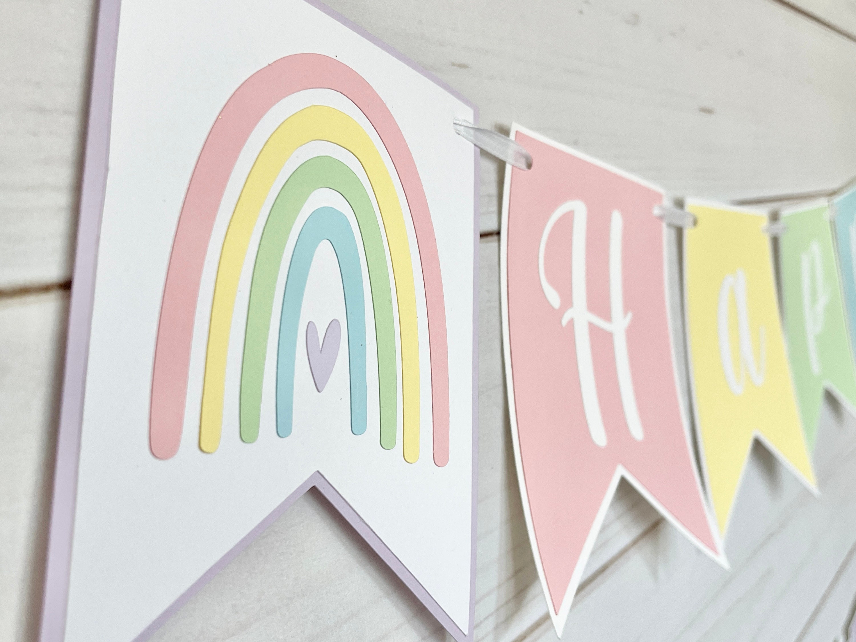 Rainbow Happy Birthday Banner, Rainbow Party Decorations, Rainbow ...