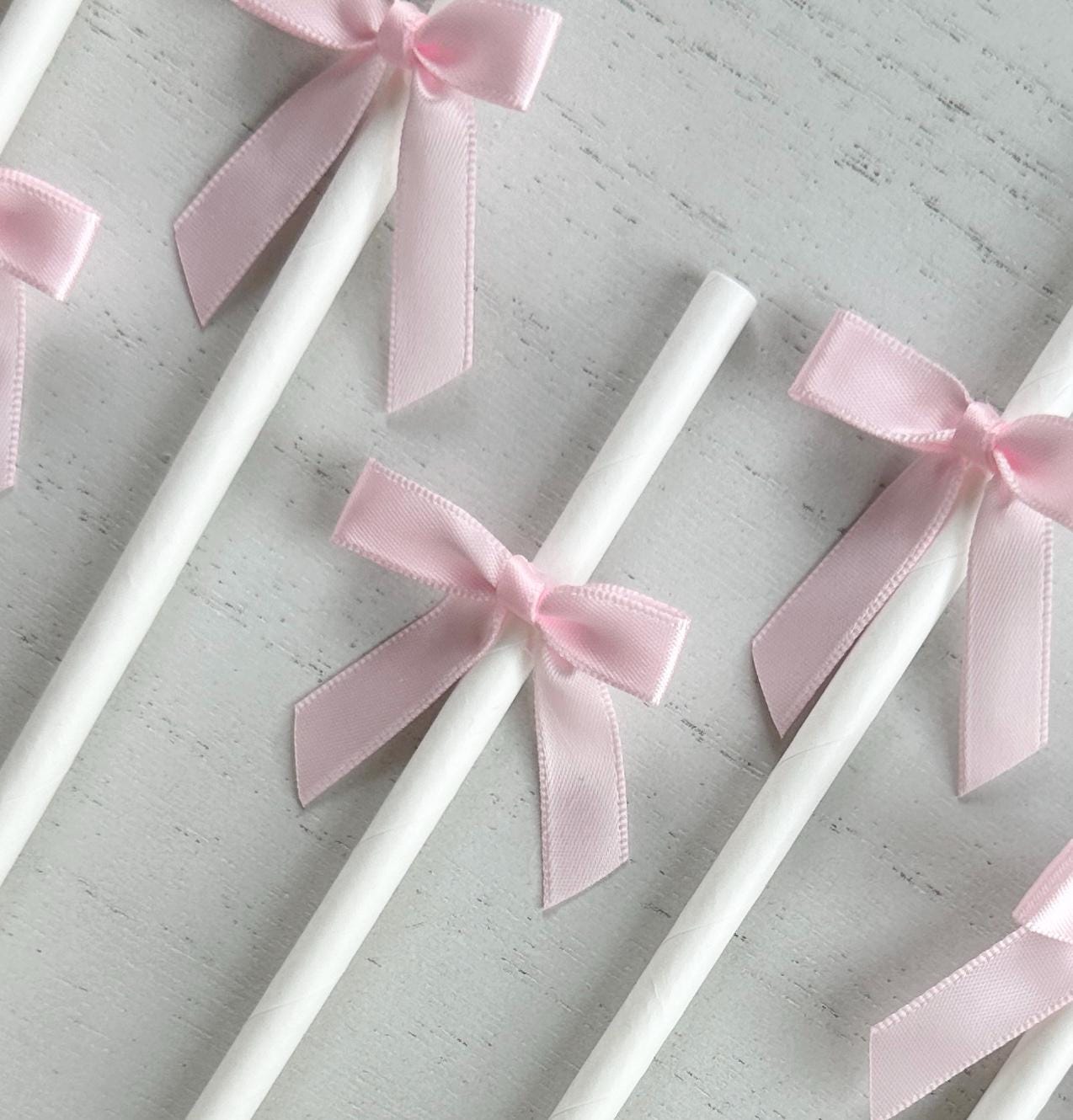 Pink Bow Straws Coquette Straws Bow Party Supplies Bow Bridal Shower ...