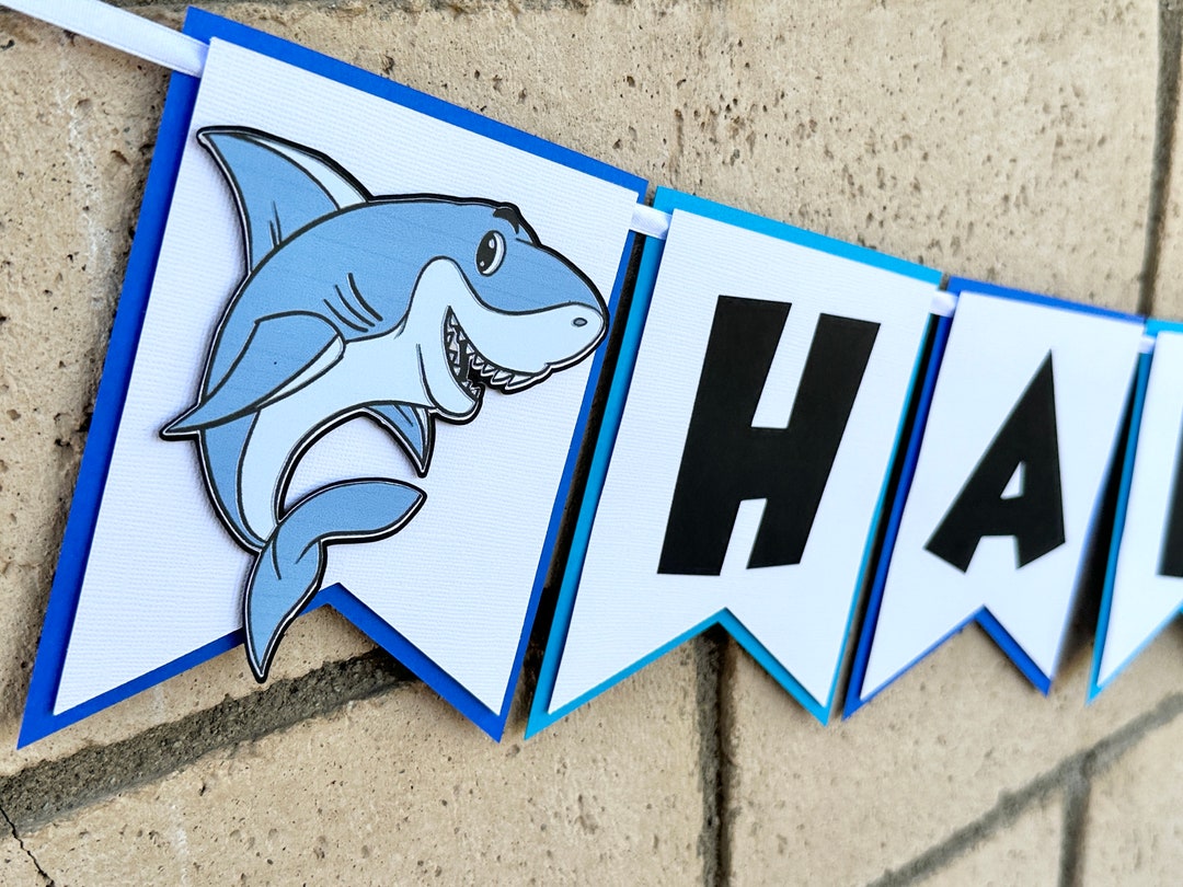 Shark happy birthday banner shark party decorations shark - Etsy Portugal
