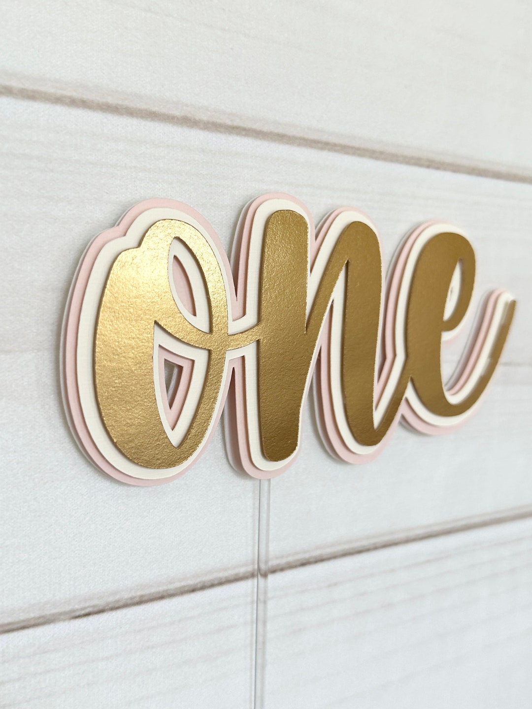 Pink and Gold One Cake Topper Pink and Gold Cake Topper First Birthday ...