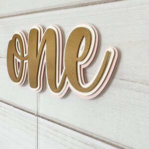 Pink and Gold One Cake Topper Pink and Gold Cake Topper First Birthday ...