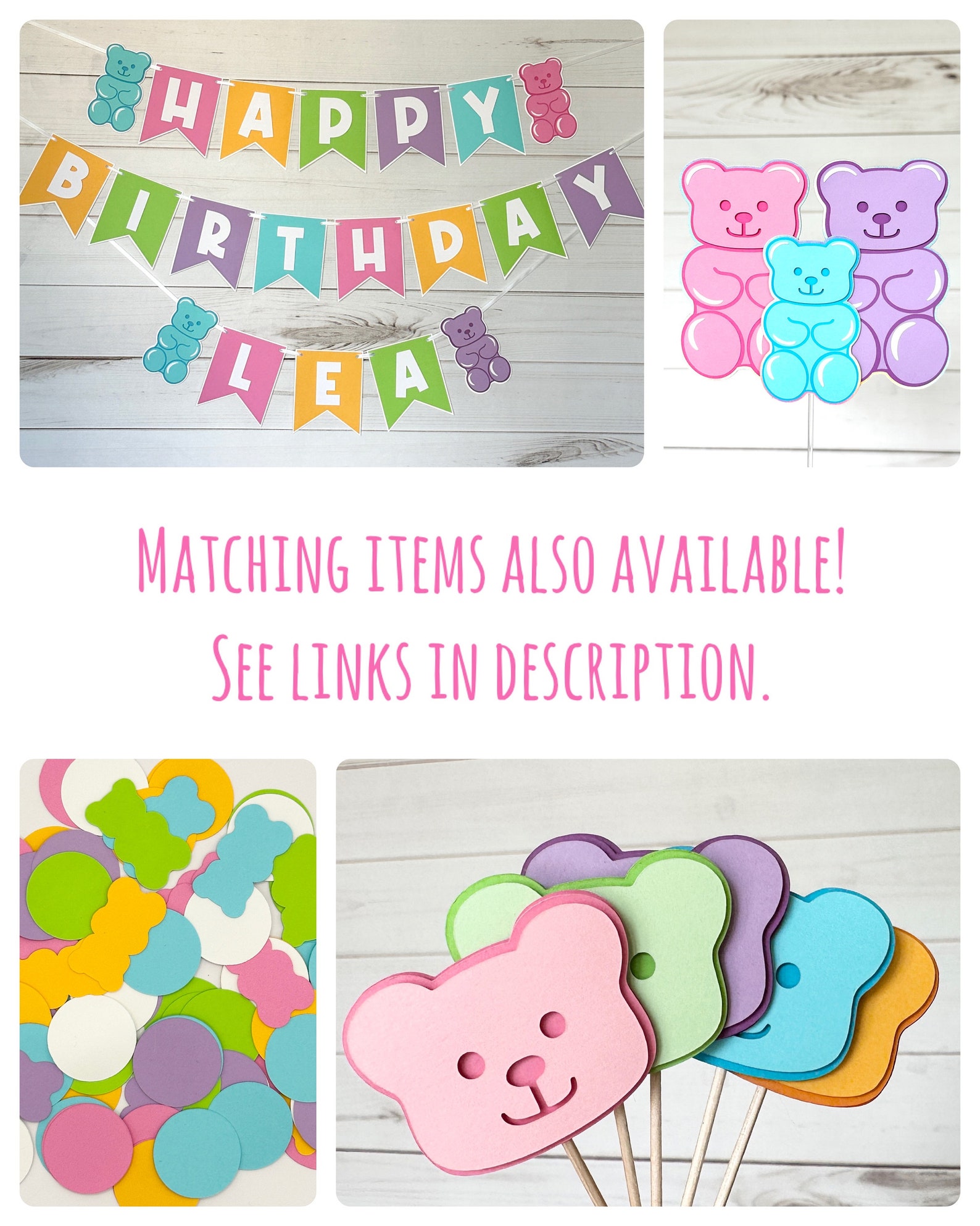 Gummy Bear Happy Birthday Banner Bear Banner Beary First - Etsy