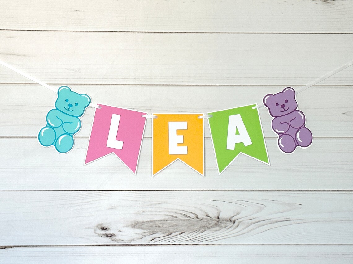 Gummy Bear Happy Birthday Banner Bear Banner Beary First - Etsy