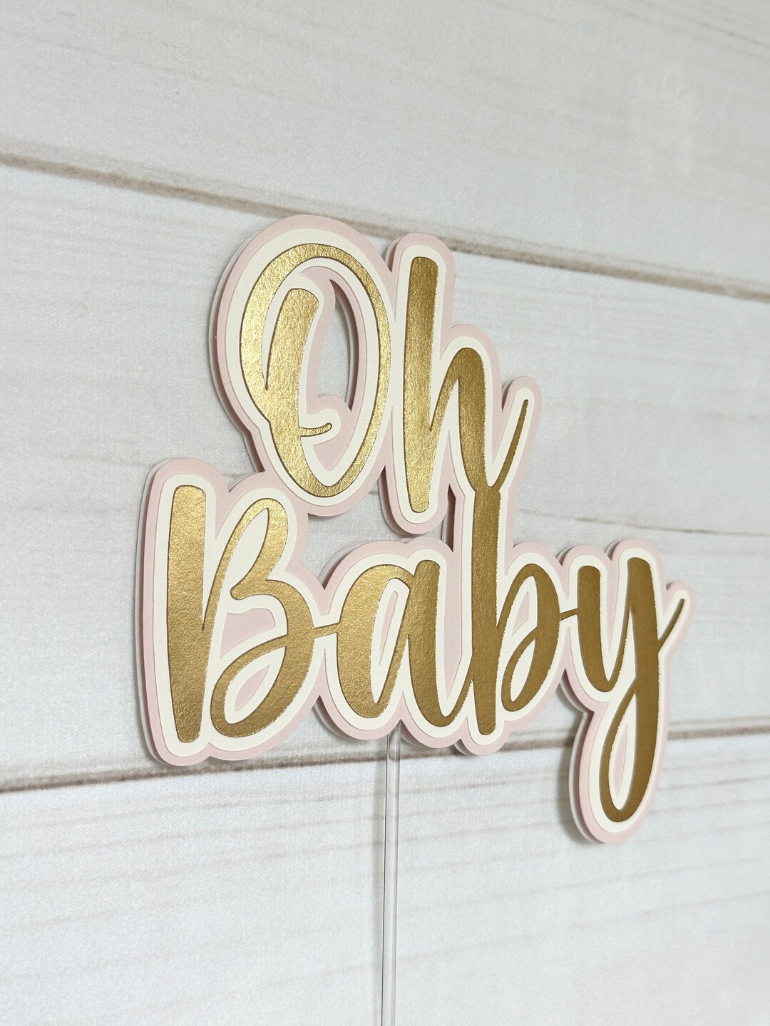 Oh Baby Cake Topper Oh Baby Theme Baby Shower Pink and Gold Baby Shower ...