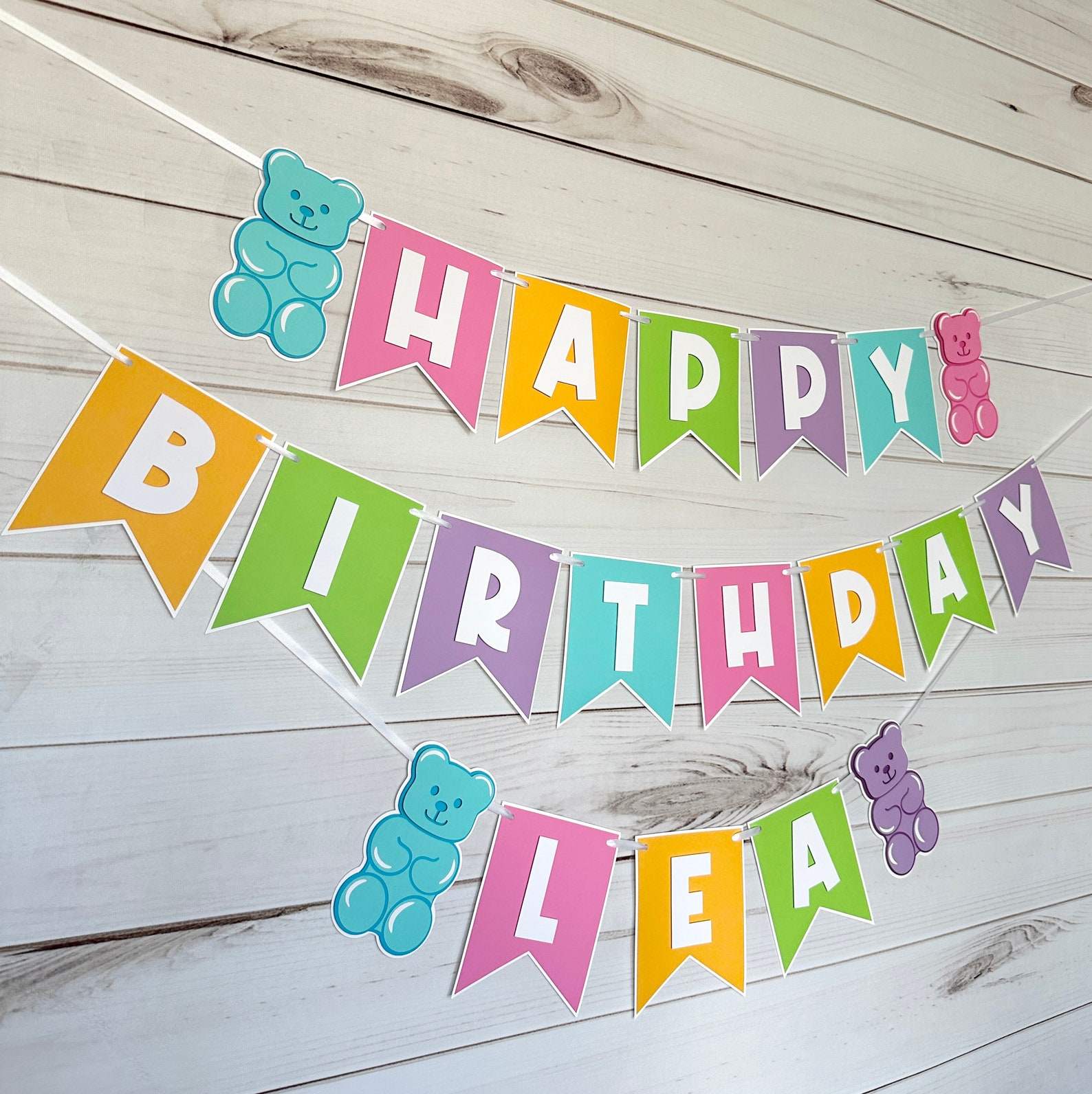 Gummy Bear Happy Birthday Banner Bear Banner Beary First - Etsy