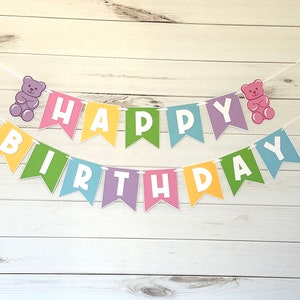 Gummy Bear Happy Birthday Banner Bear Banner Beary First Birthday Party ...