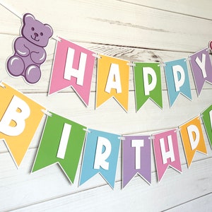 Gummy Bear Happy Birthday Banner Bear Banner Beary First Birthday Party ...