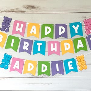 Gummy Bear Happy Birthday Banner Bear Banner Beary First Birthday Party ...