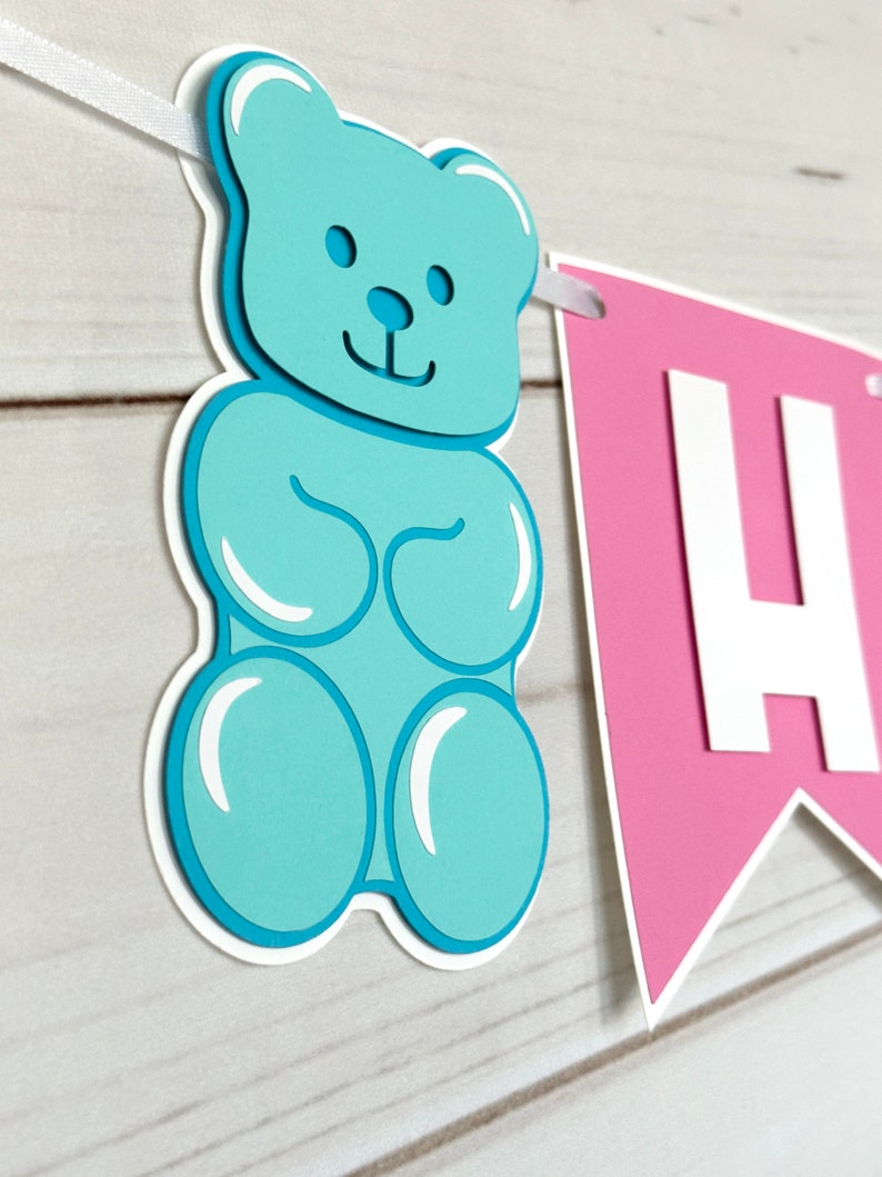 Gummy Bear Happy Birthday Banner Bear Banner Beary First - Etsy