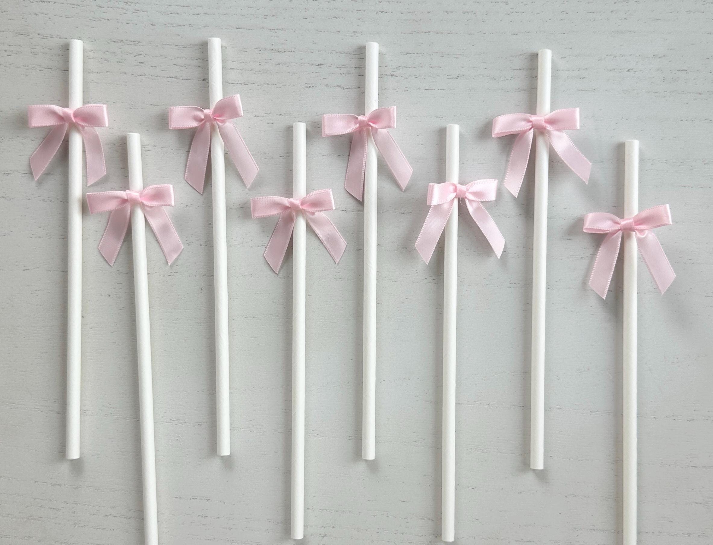 Pink Bow Straws Coquette Straws Bow Party Supplies Bow Bridal Shower ...