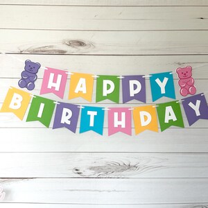 Gummy Bear Happy Birthday Banner Bear Banner Beary First Birthday Party ...