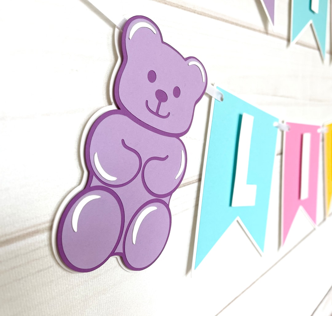 Gummy Bear Happy Birthday Banner Bear Banner Beary First Birthday Party ...
