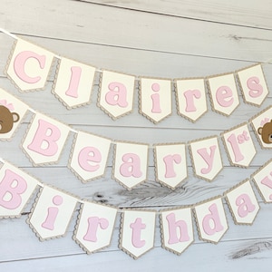 Beary First Birthday Banner Bear Decorations Bearly One Decorations ...