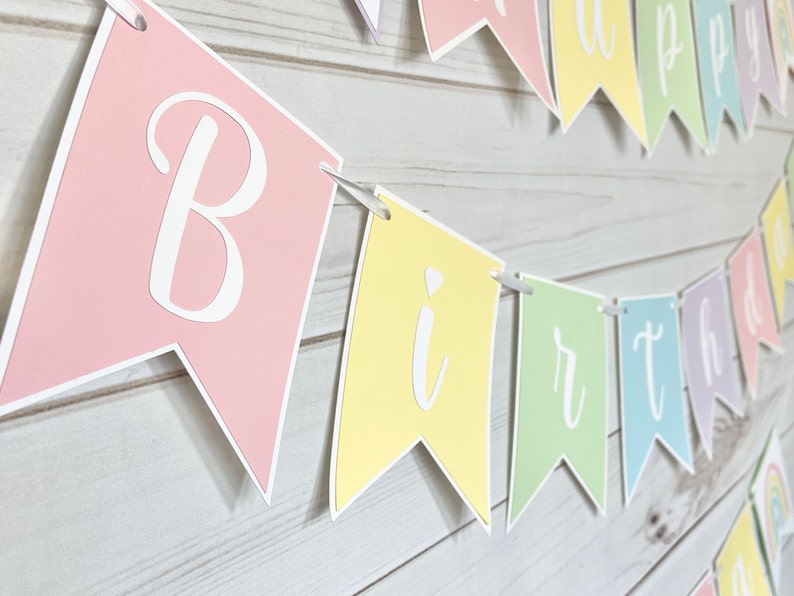 Rainbow Happy Birthday Banner Rainbow Party Decorations - Etsy