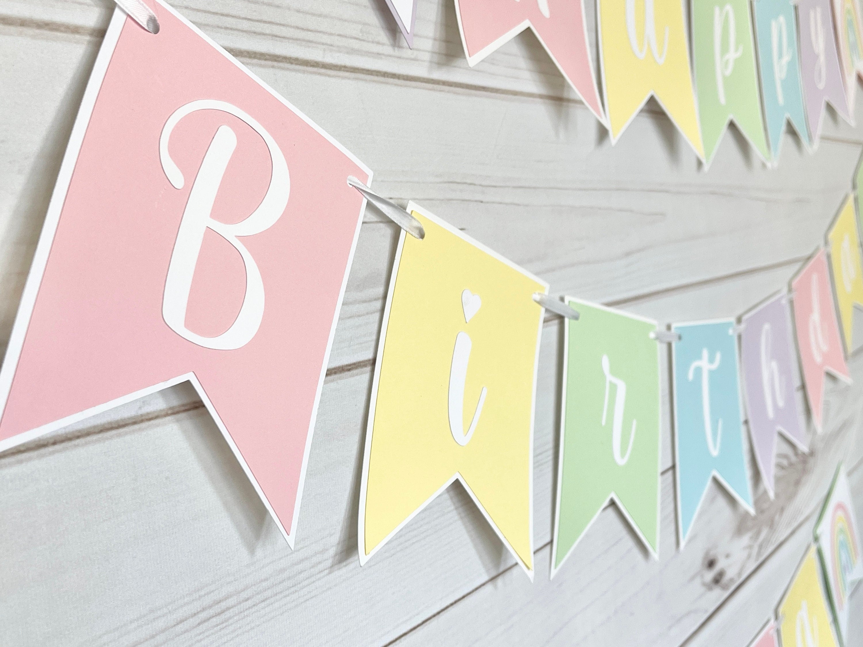Rainbow Happy Birthday Banner, Rainbow Party Decorations, Rainbow ...