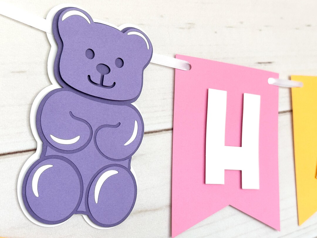 Gummy Bear Happy Birthday Banner Bear Banner Beary First Birthday Party ...