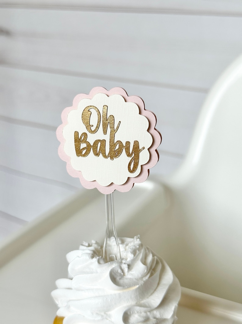 Oh Baby Cupcake Toppers Baby Shower Cupcake Toppers Pink and - Etsy