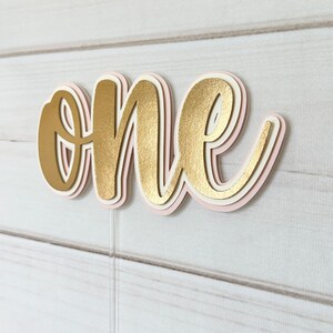 Pink and Gold One Cake Topper Pink and Gold Cake Topper First Birthday ...
