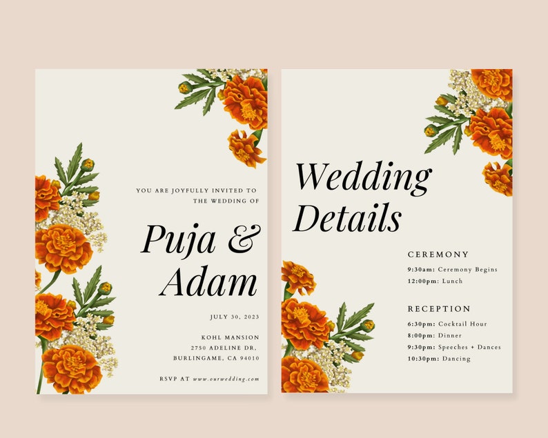 Marigold Invitation Suite - Etsy
