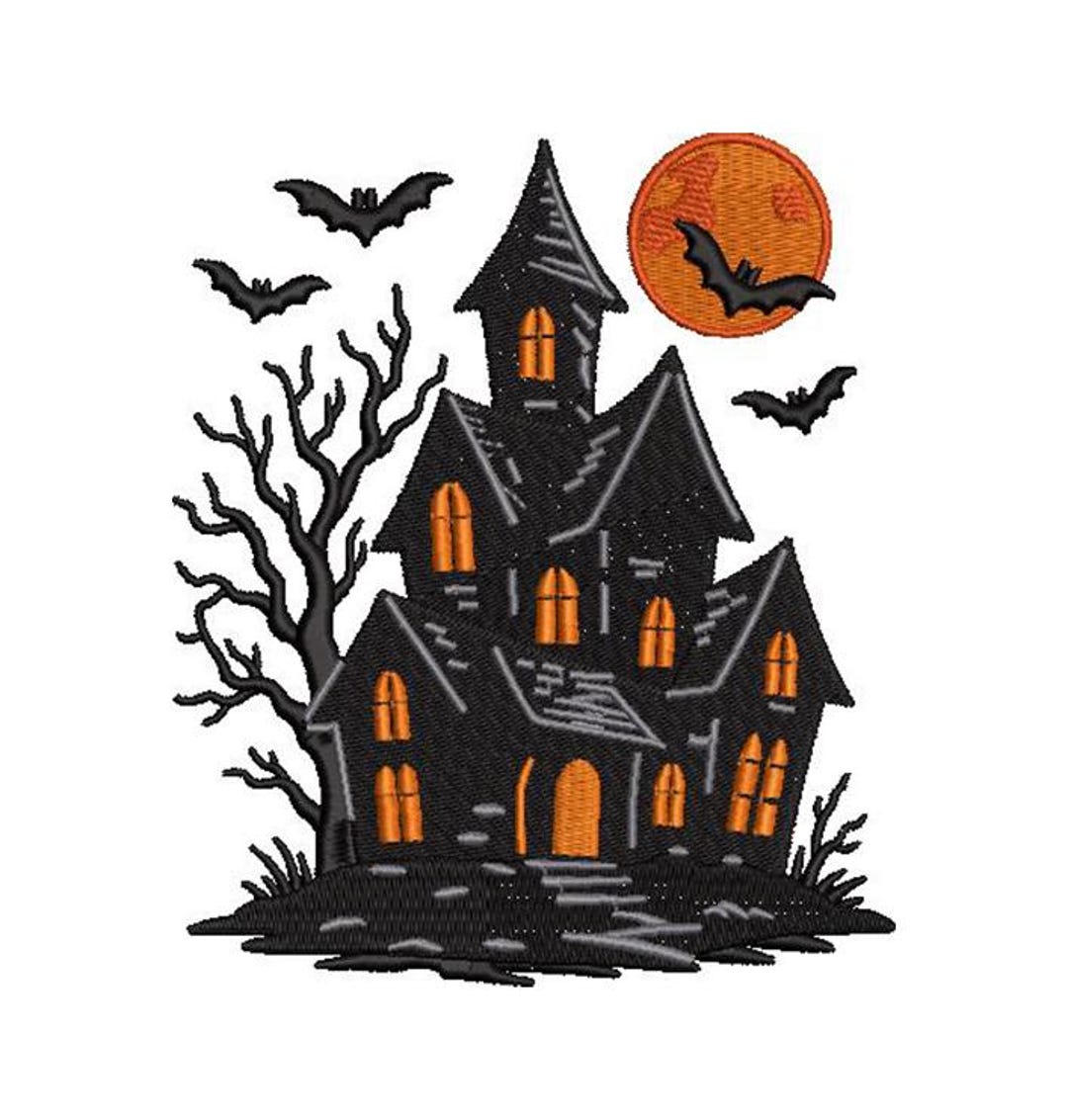 Haunted Home Machine Embroidery Design: Spooky Halloween Art (digital ...