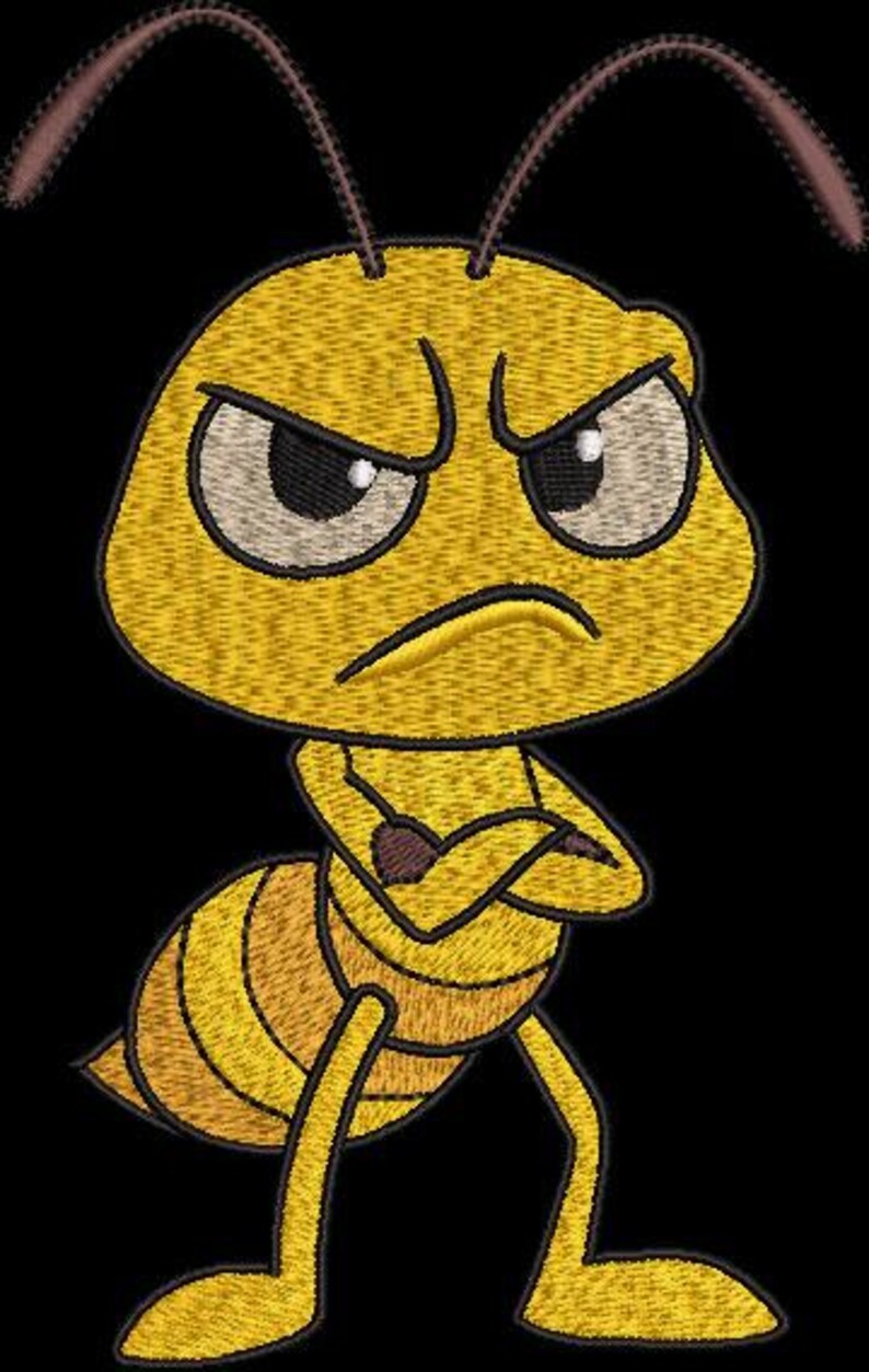 Grumpy Ant Machine Embroidery Design: Bug Applique (digital File, 6 ...