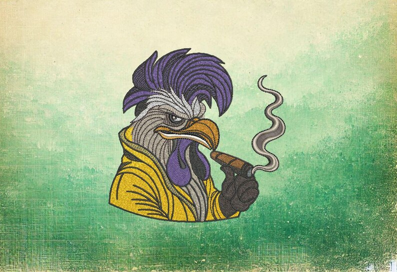 Grumpy Rooster With Cigar Embroidery Design (digital File) - Etsy