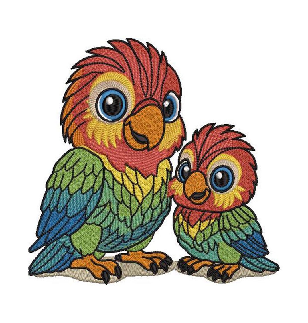 Baby Parrot Embroidery Design: Chick and Mam, 5 Sizes (digital File) - Etsy