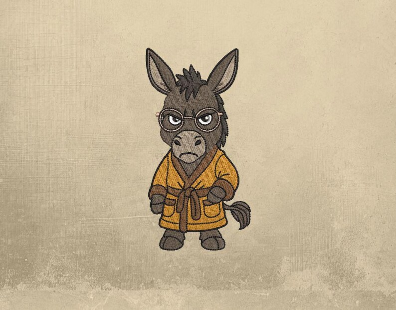 Grumpy Donkey Machine Embroidery Design: Adorable Cartoon Animal ...