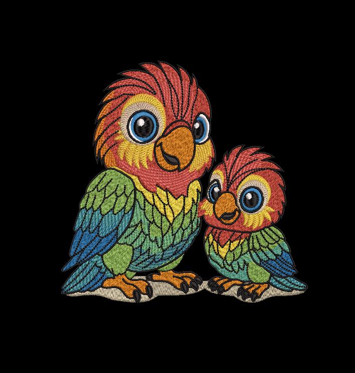 Baby Parrot Embroidery Design: Chick and Mam, 5 Sizes (digital File) - Etsy