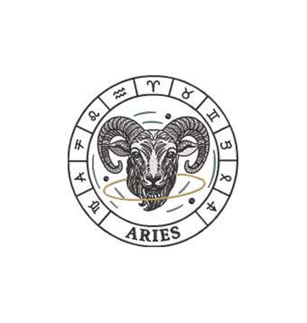 Aries Zodiac Machine Embroidery Design for Light Colored Fabrics ...