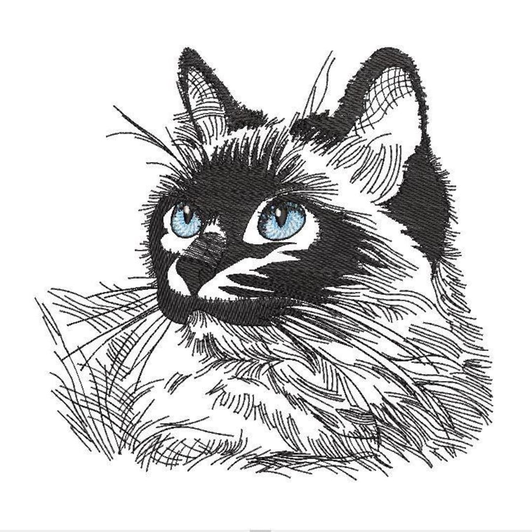 Machine Embroidery Cat Face, Cat Animal Machine Embroidery 3 Size ...