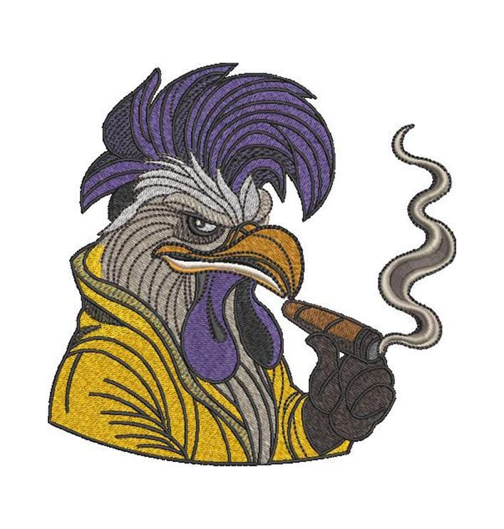 Grumpy Rooster Embroidery Pattern Embroidery Rooster and Cigar Machine ...