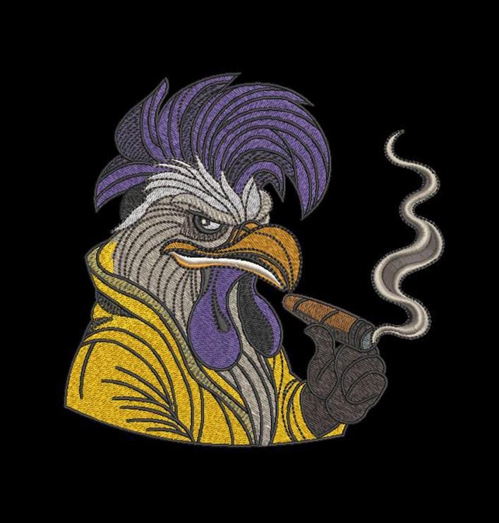 Grumpy Rooster With Cigar Embroidery Design (digital File) - Etsy
